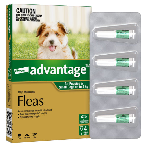 Advantage - Flea Treatment for Puppies and Dogs up to 4kg (4pk) – Pets ...